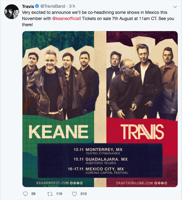 Travis y Keane anuncian gira en Monterrey, Guadalajara y Ciudad de ...