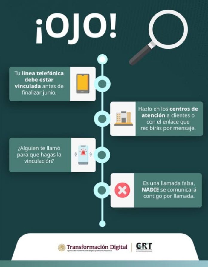 CRT alerta de llamadas falsas para vincular línea telefónica